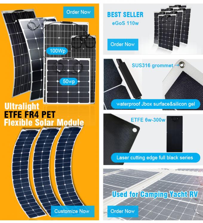 Ultralight Mono Solar Panel Semi Flexible 300w Monocrystalline Solar Panel