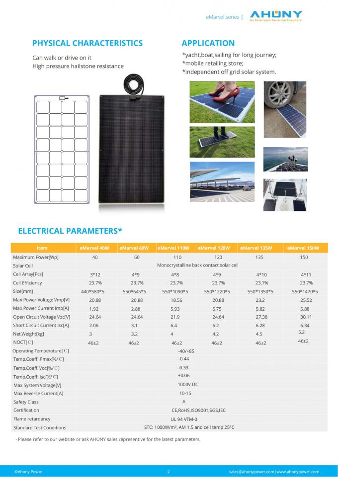 Waterproof Solar Energy Panel Walkable Mono 190 Watt Solar Panel For Rv
