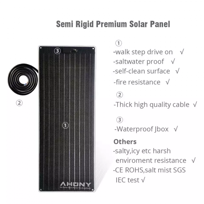 50w Walk On Semi Rigid Solar Panels Saltwater Proof Marine Solar Panel Kit